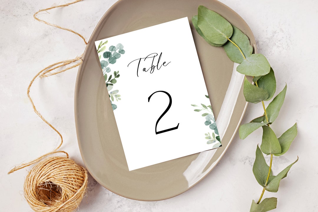 White Rustic Table Number Card Printable, Numbers 1-40 - Etsy