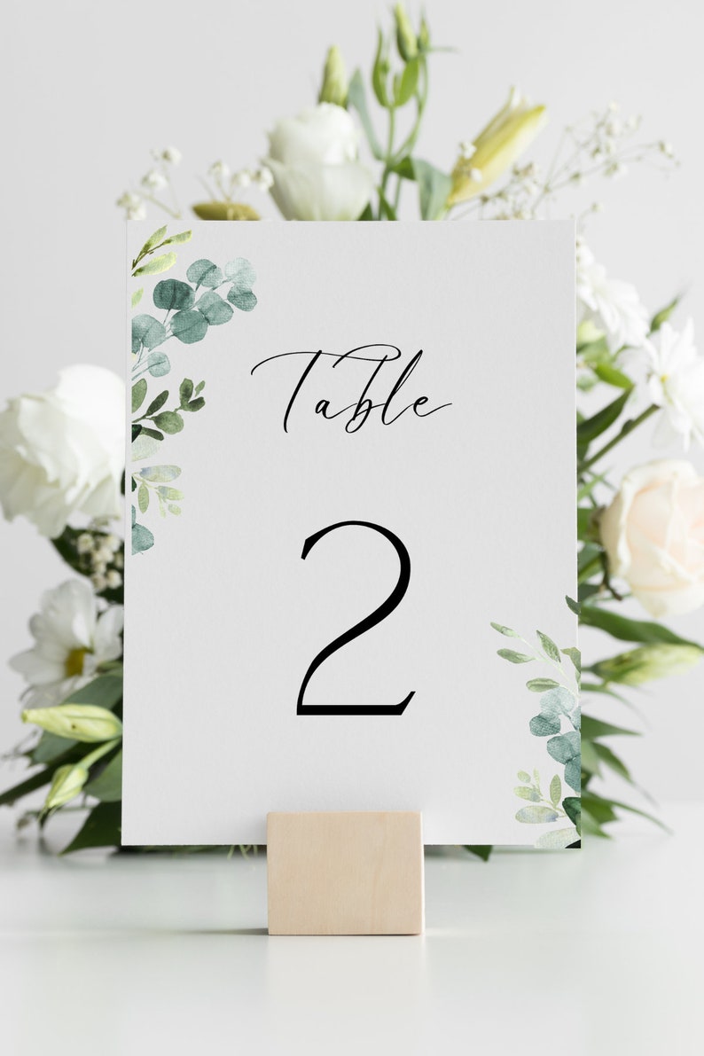 White Rustic Table Number Card Printable, Numbers 1-40 - Etsy