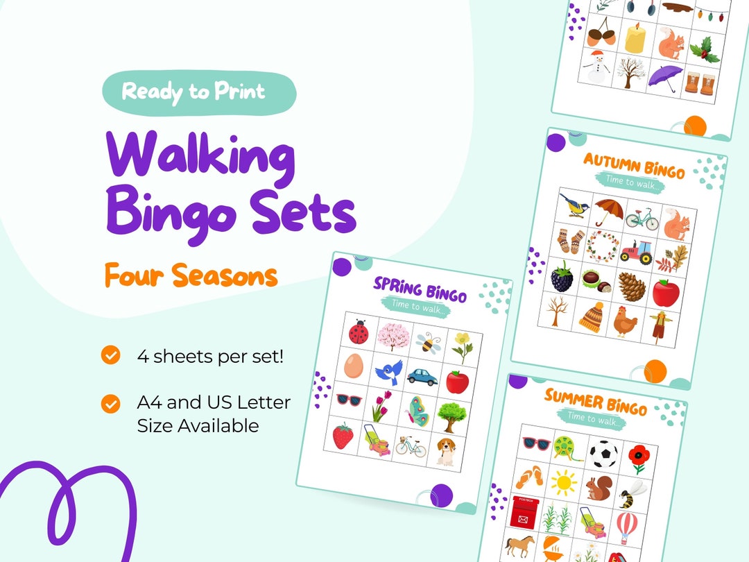 All Seasons Walking Bingo Set for Children | 4 Sheets per Set ...