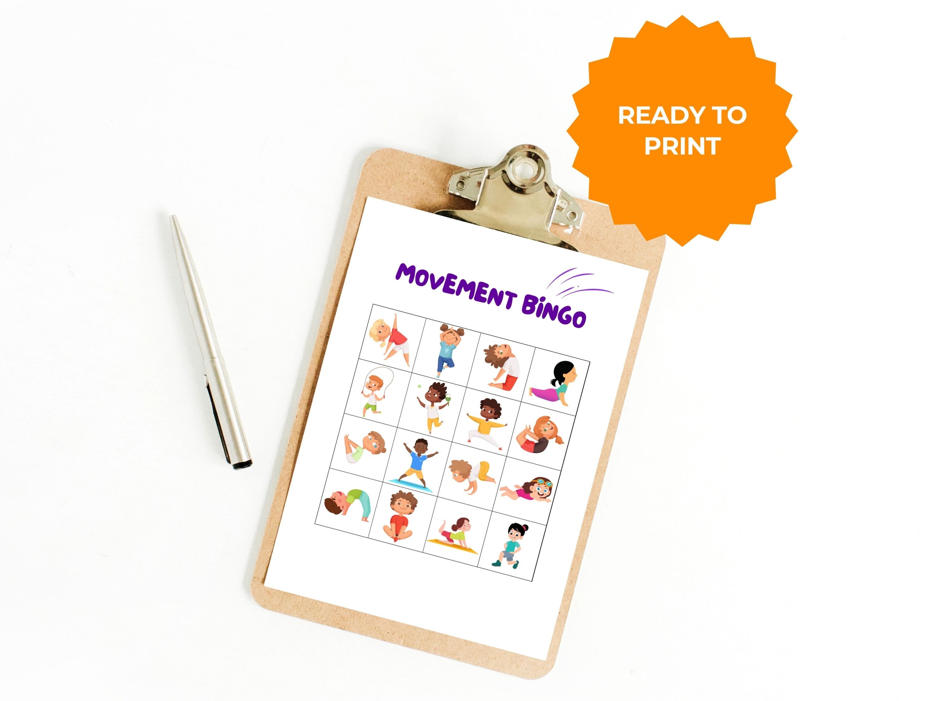 Movement Bingo for Kids Exercise Activity for Kids Brain Break ...