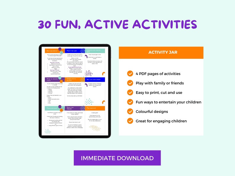Activity Jar for 30 Active Play Ideas Children's - Etsy