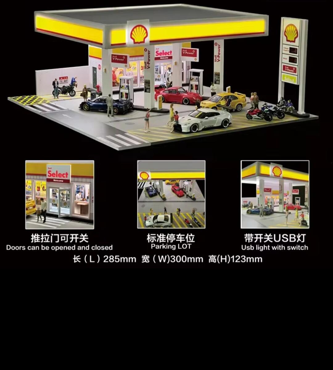 Handmade Shell Gas Station Diorama 1/64 Scale Model With USB Light - Etsy