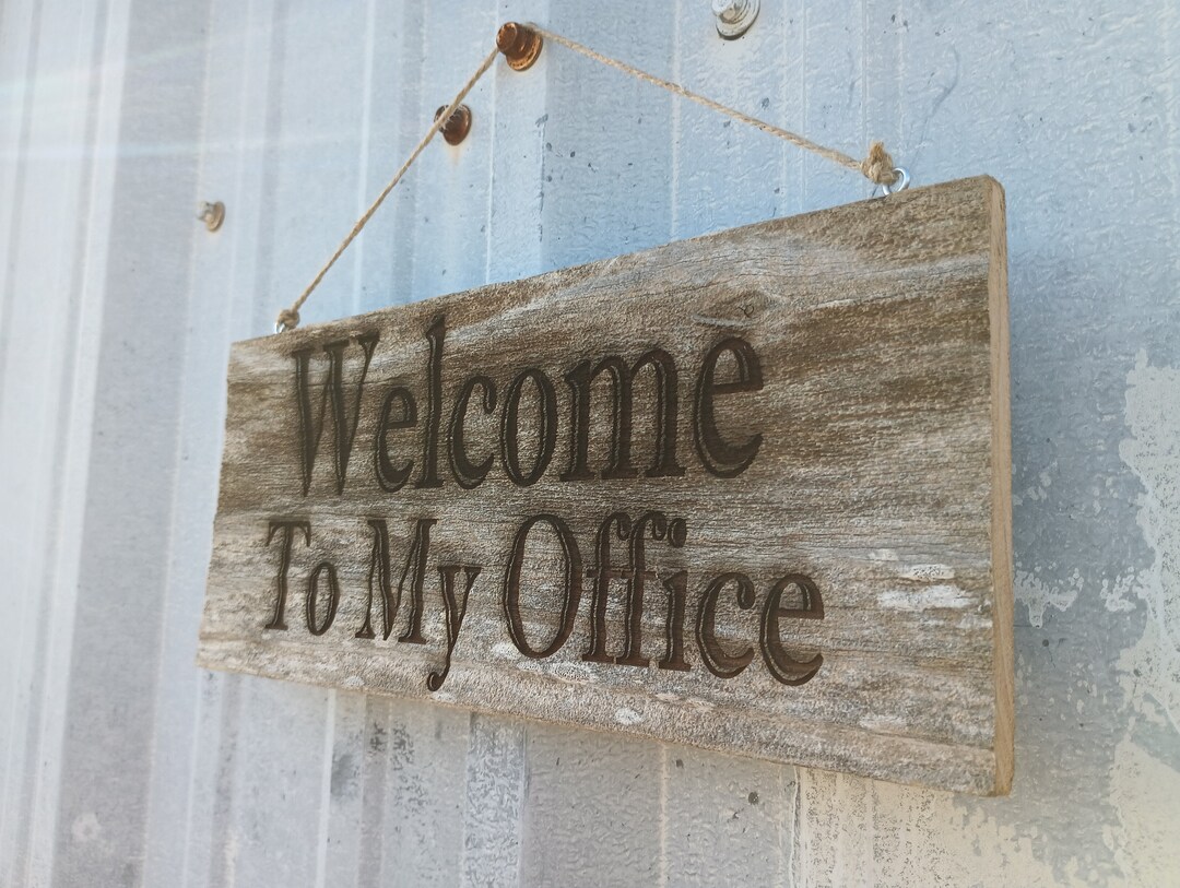 Office Sign Dual Sided Reclaimed Wood Sign 12x6 Cedar Sign Front & Back ...