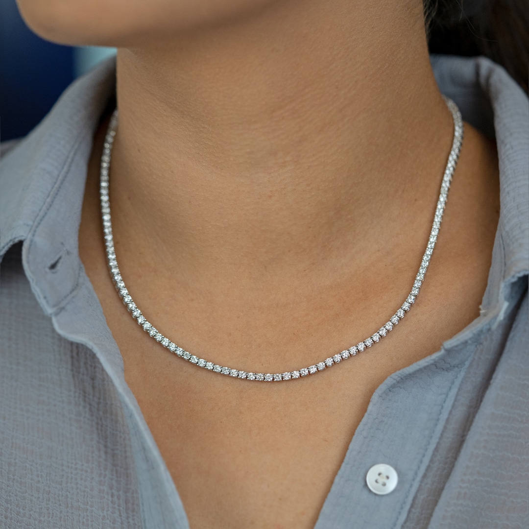 8 CTW Lab-created 4-prong Diamond Tennis Necklace F-G Color SI - Etsy