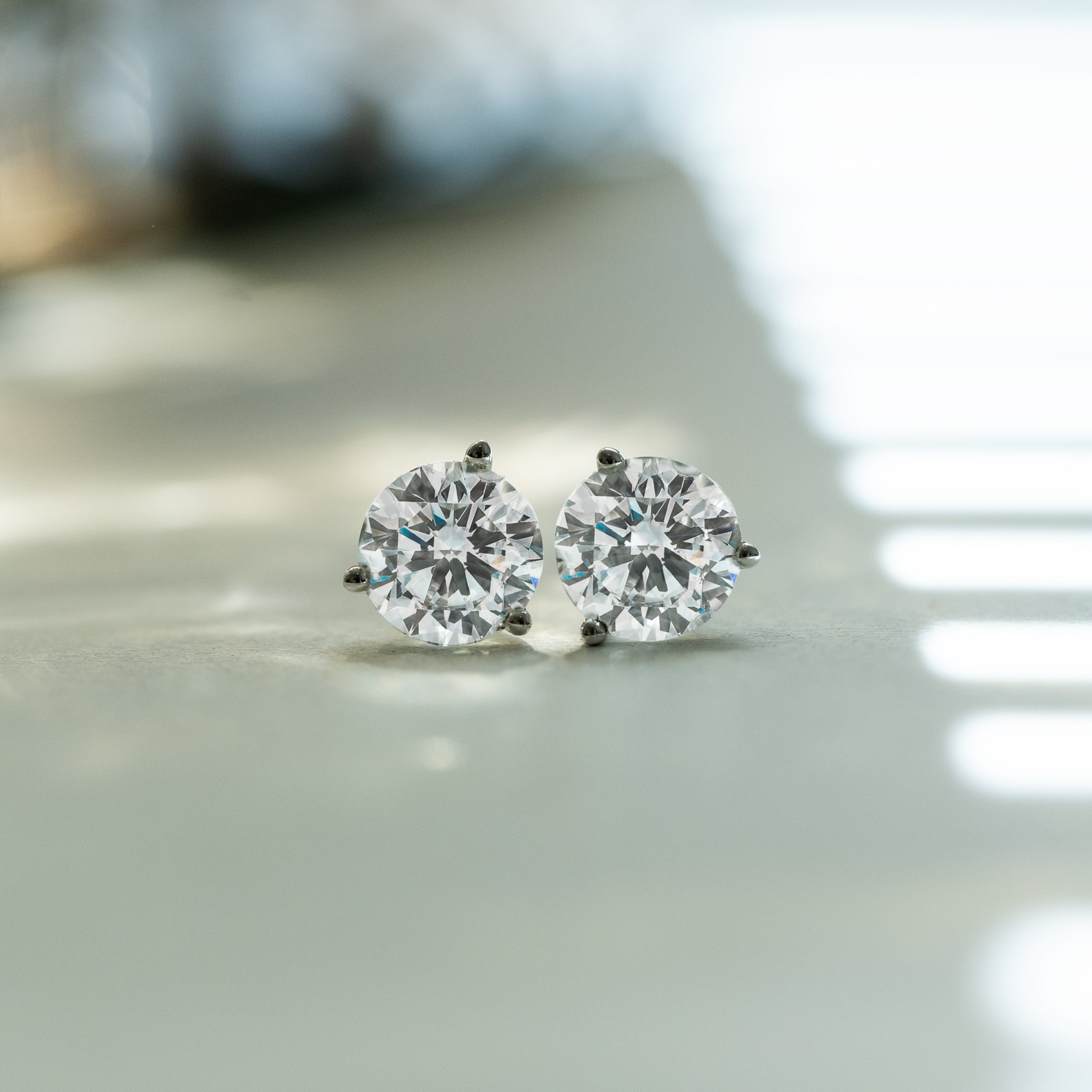 2 Carat Diamond Stud Earrings, 2 Ct Diamond Earrings, Lab Grown Diamond Studs, 3 Prong Diamond ...