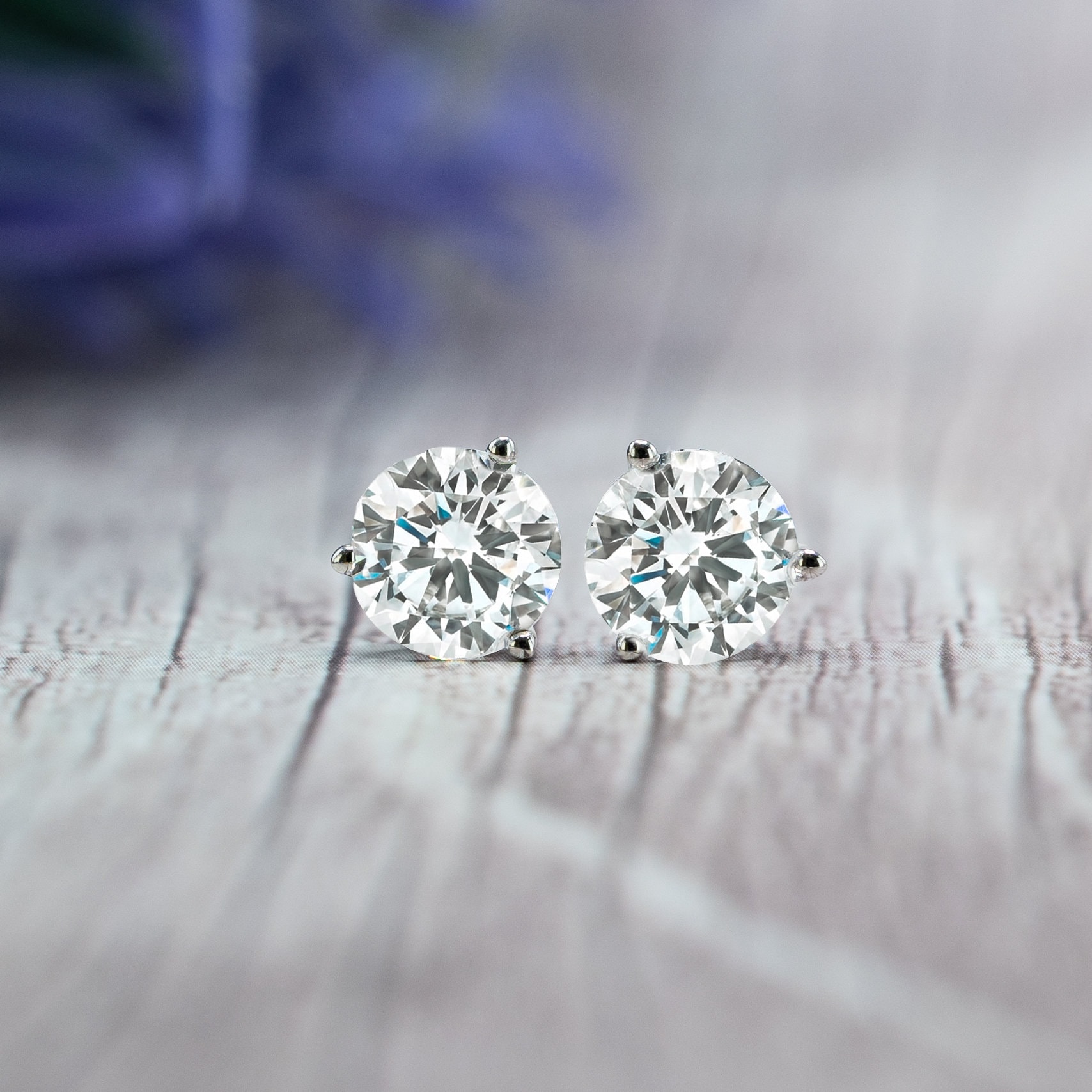 2 Carat Diamond Stud Earrings, 2 Ct Diamond Earrings, Lab Grown Diamond ...