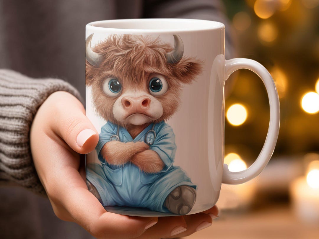Funny Doctor Gift Mug, Cute Cartoon Cow in Scrubs, Best Doctor Ever ...