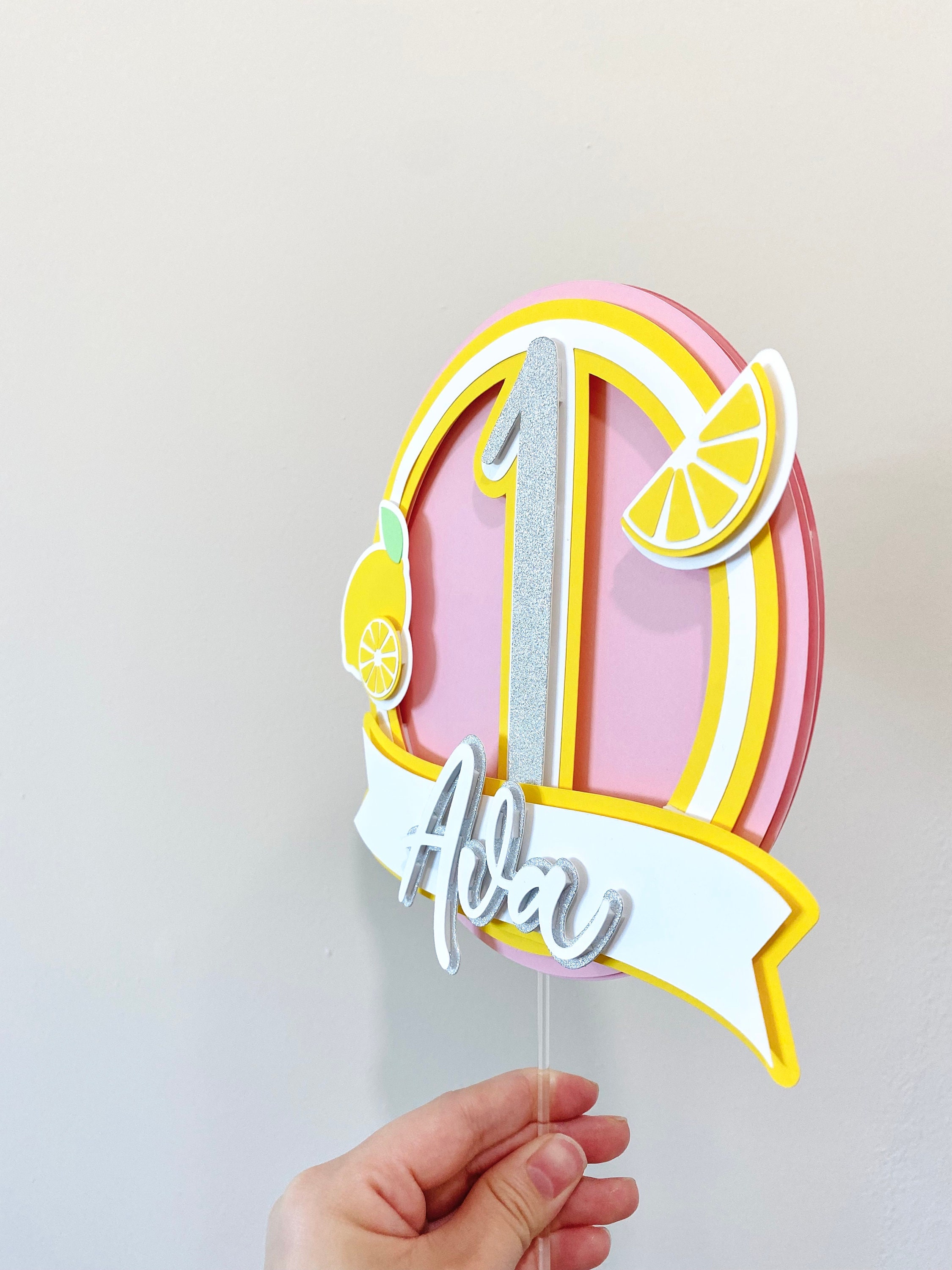 Lemon Birthday Cake Topper, Pink Lemonade Theme Cake Topper, Main ...