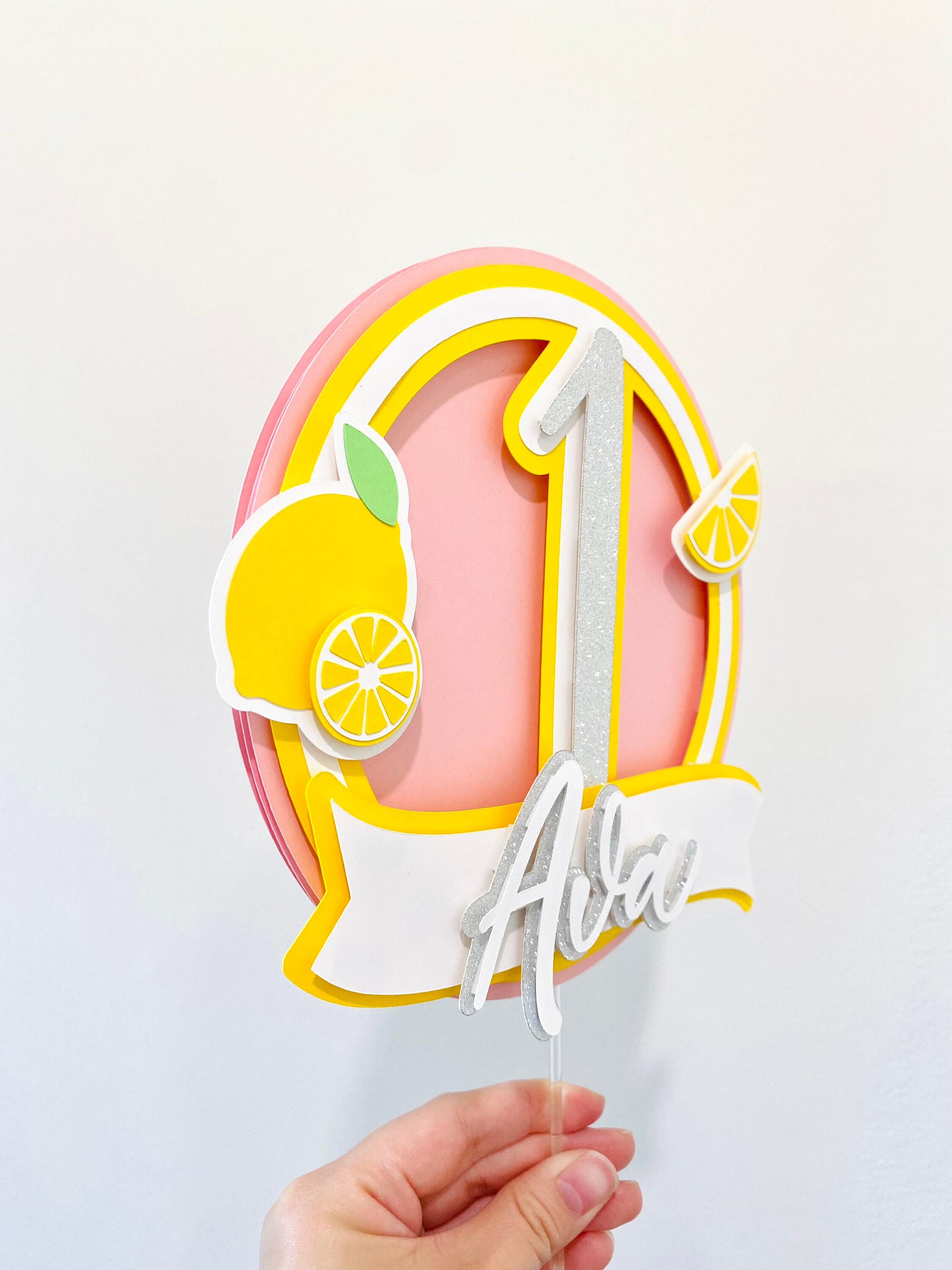 Lemon Birthday Cake Topper, Pink Lemonade Theme Cake Topper, Main ...