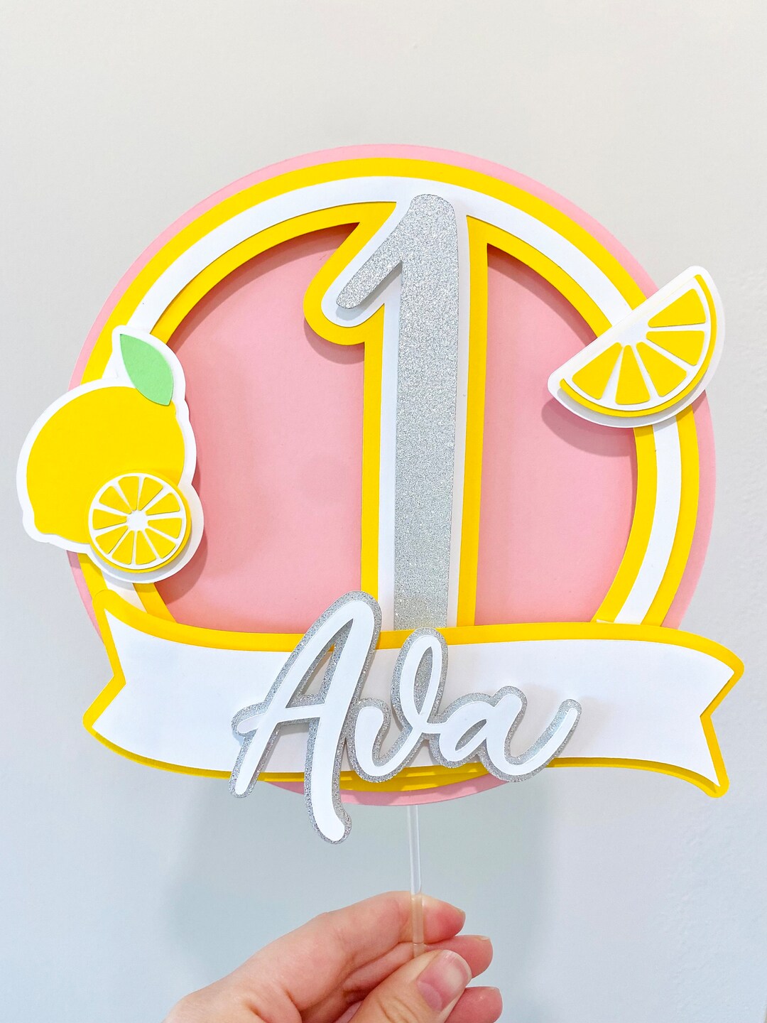 Lemon Birthday Cake Topper, Pink Lemonade Theme Cake Topper, Main ...