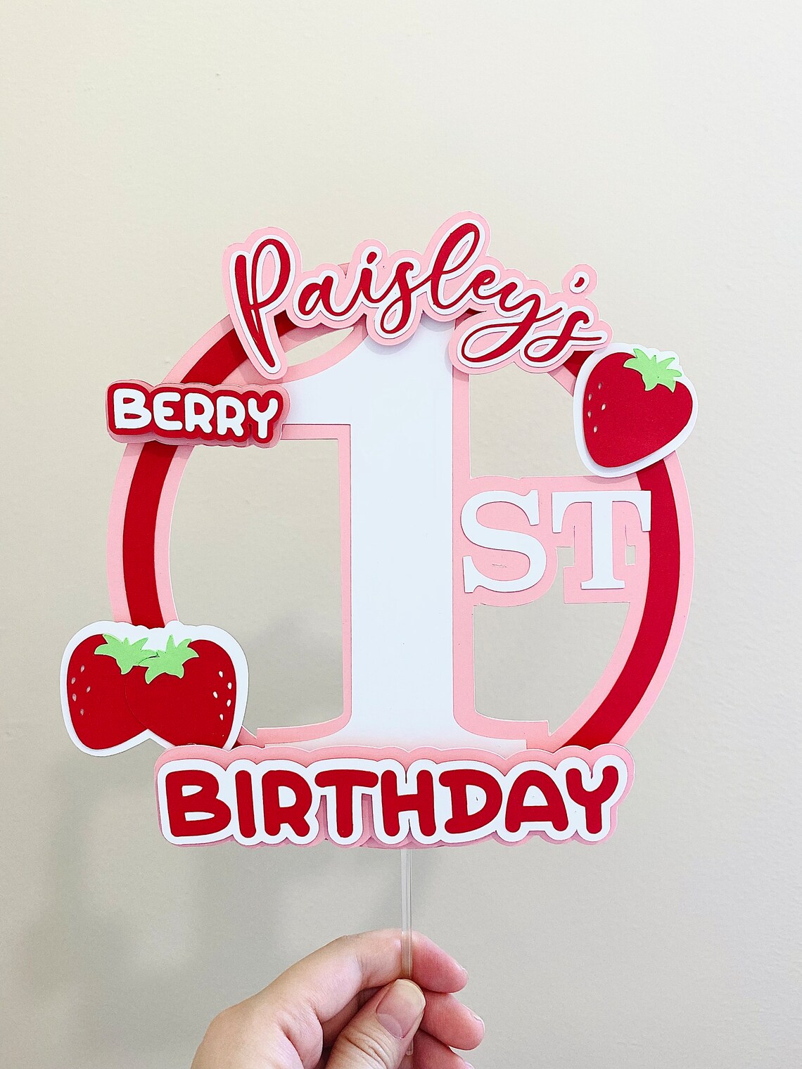 Berry First Birthday Cake Topper, Strawberry Theme Cake Topper, Sweet ...