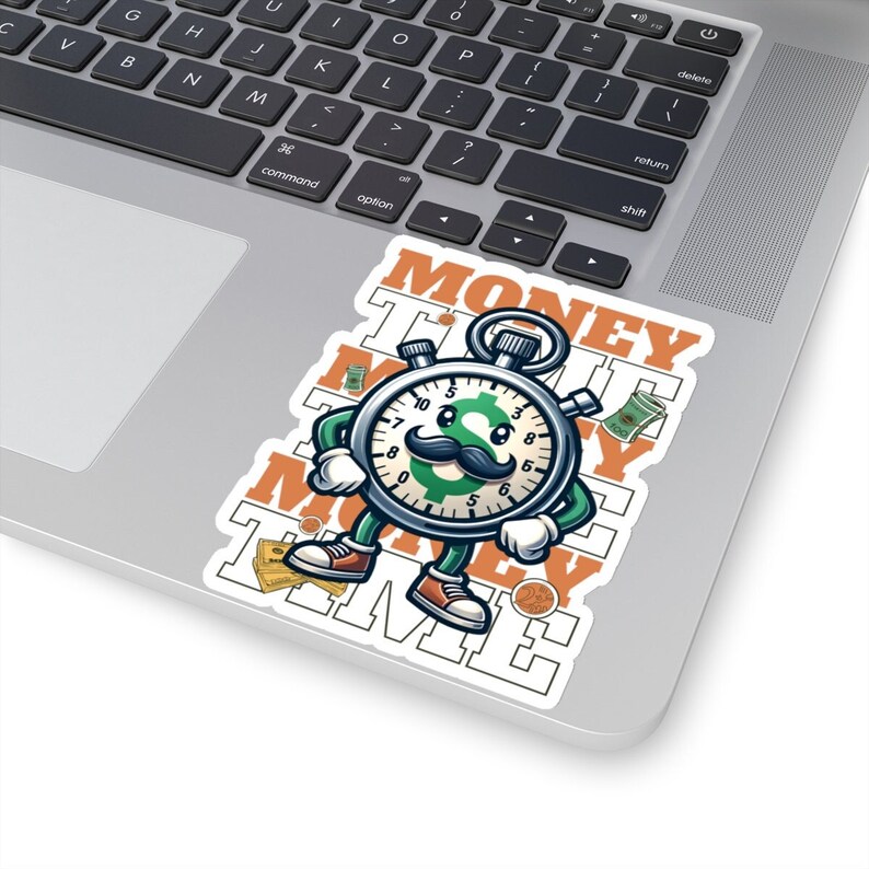 Motivational Money Time Vinyl Sticker: Stopwatch Illustration for ...