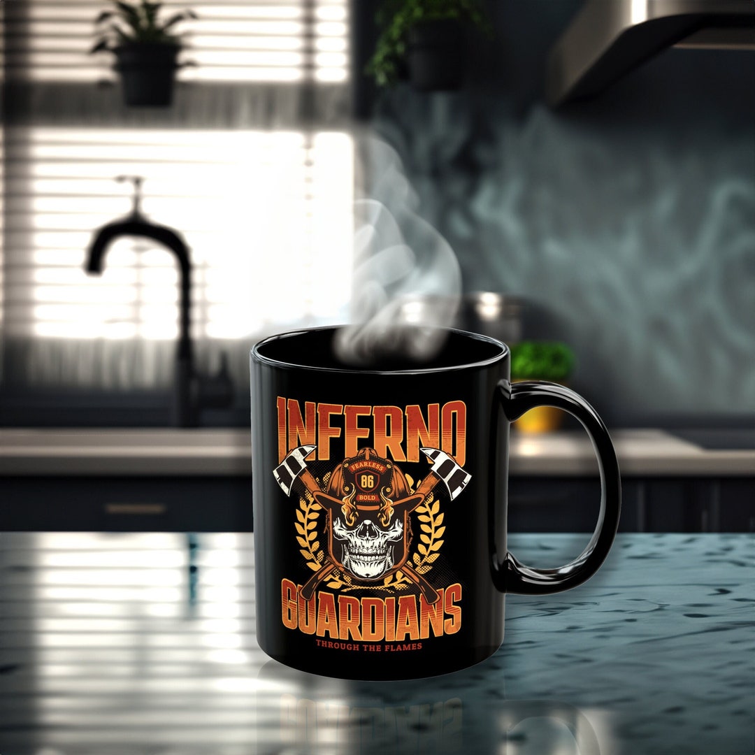 Bold Rocker Goth Style Fire Skull Axes Firefighter Inferno Guardians ...