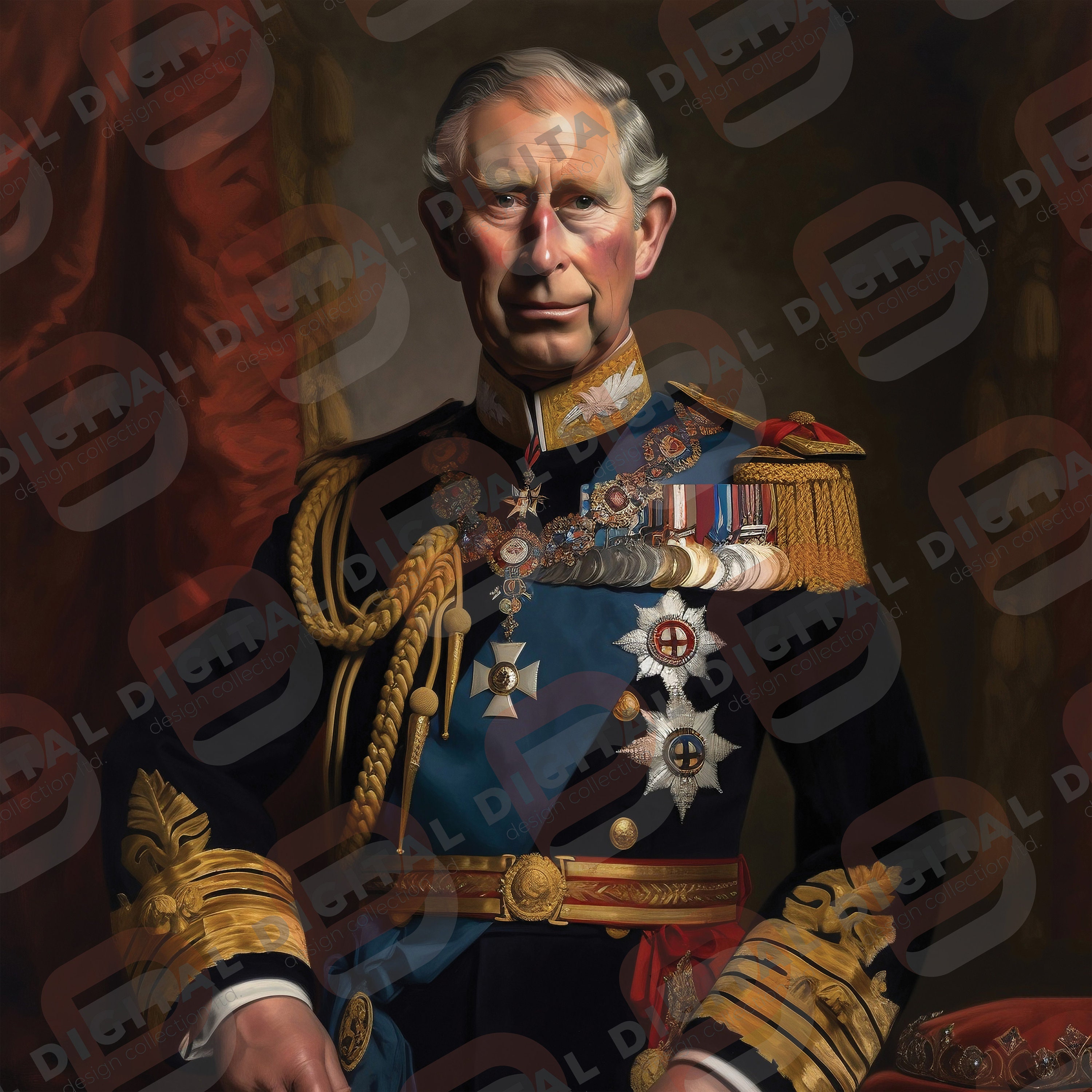 Coronation Digital Art "sitting Monarch" King Charles III Portrait ...