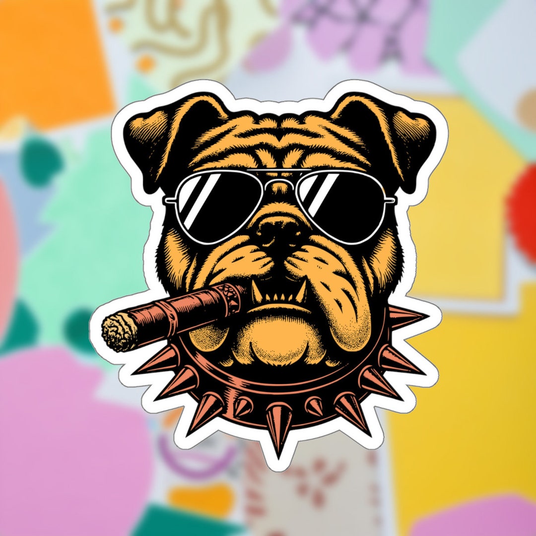 Cool Illustrated Graphic Bulldog With Sunglass and Smoking a Cigar ...