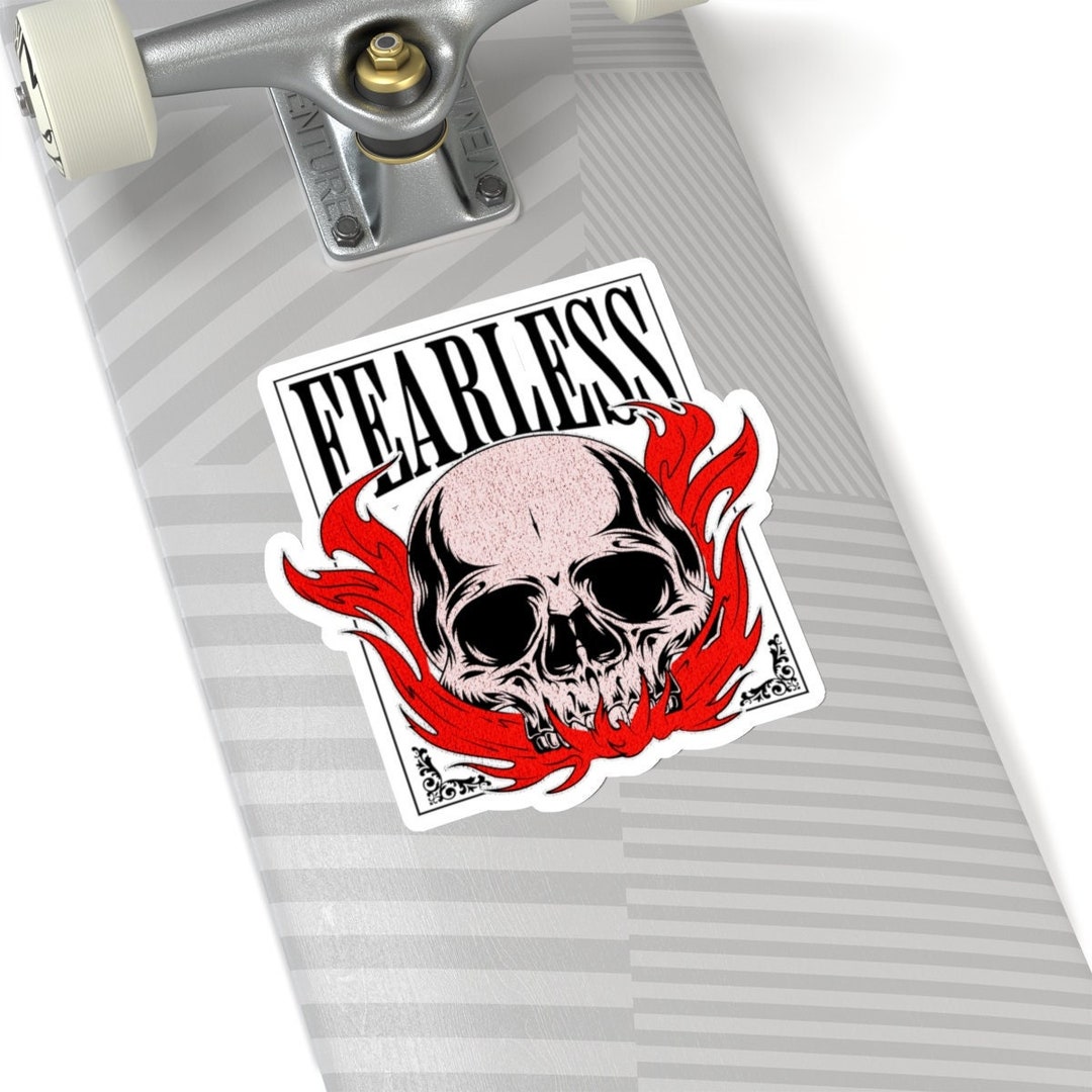 Fearless Skull Vinyl Sticker: Bold Rocker Gothic Flames Decal - Etsy