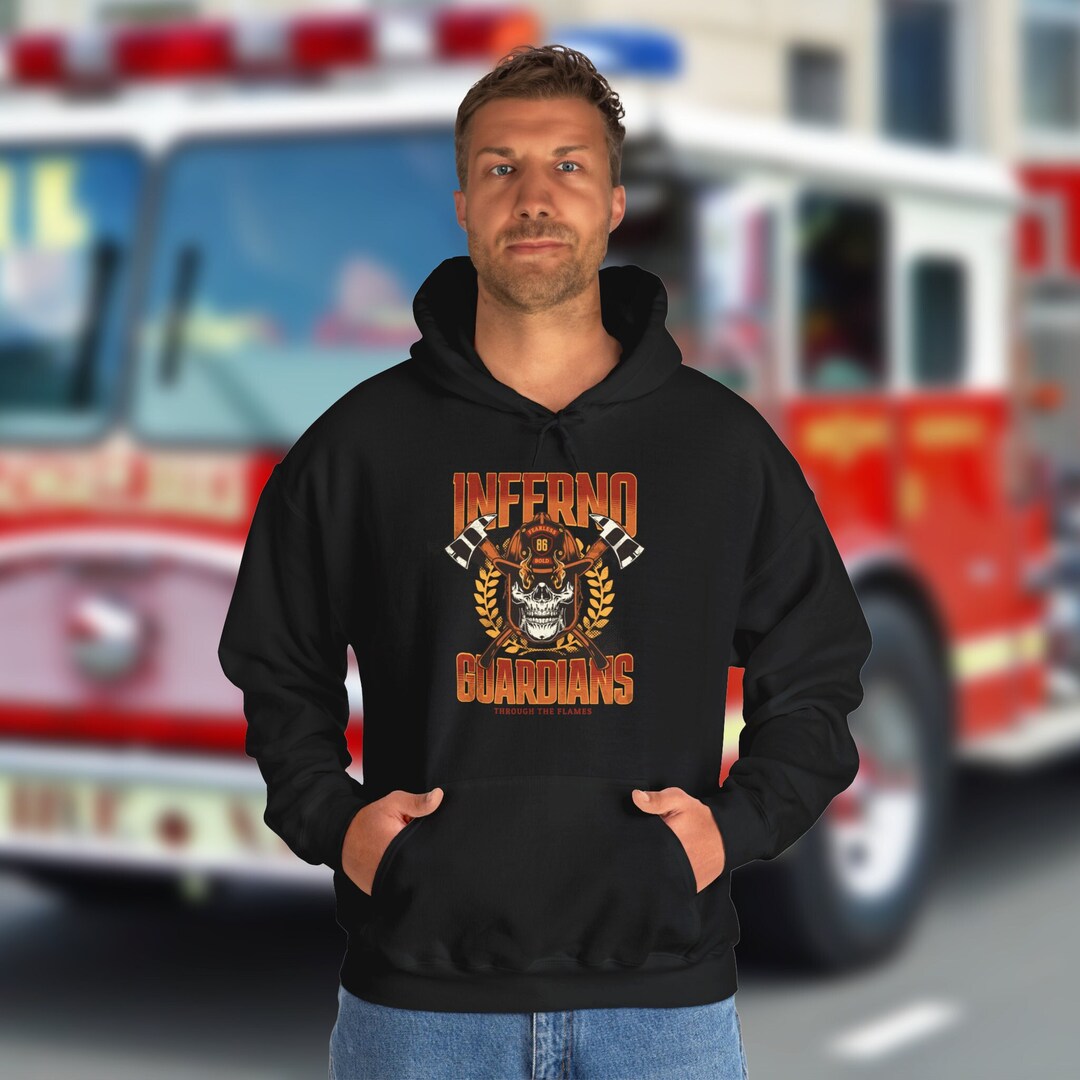 Bold Punk Rocker Goth Style Fire Skull Axes Firefighter Inferno ...