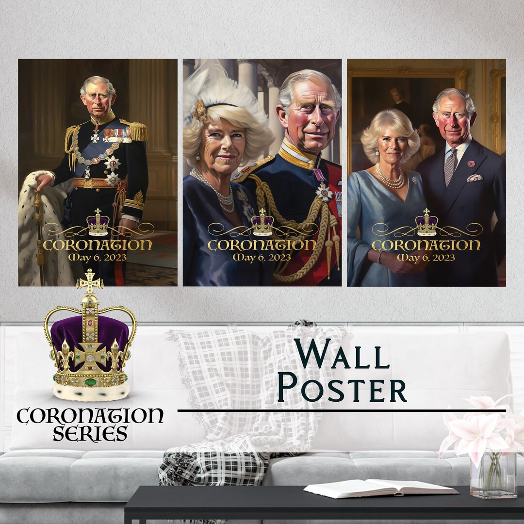 Coronation Wall Poster Decor King Charles III and Queen Consort Camilla ...
