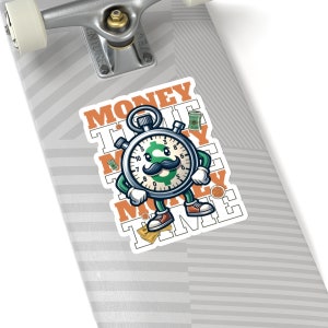 Motivational Money Time Vinyl Sticker: Stopwatch Illustration for ...