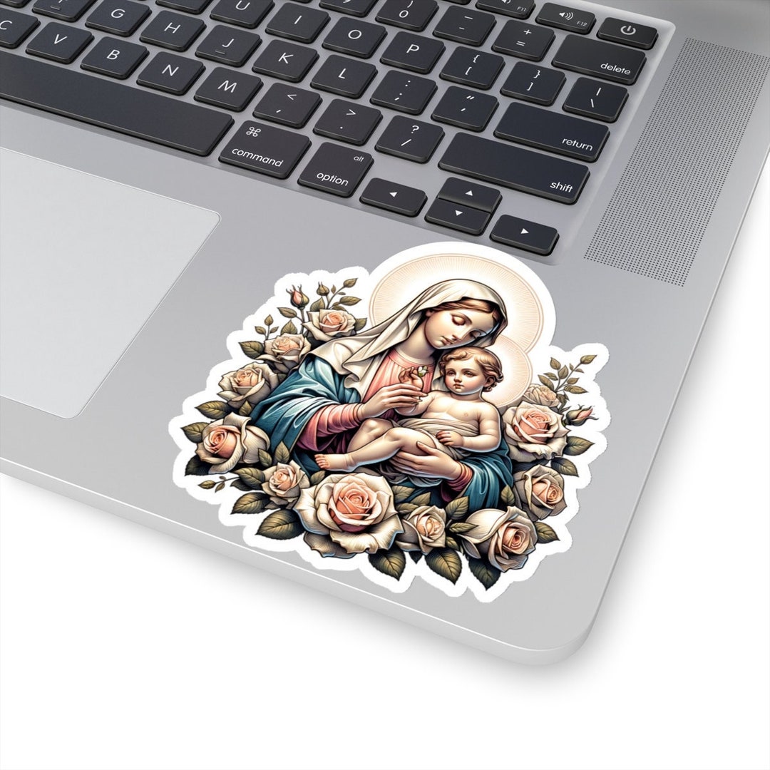 Virgin Mary and Baby Jesus Vinyl Sticker: Sacred Mother Dimensional ...