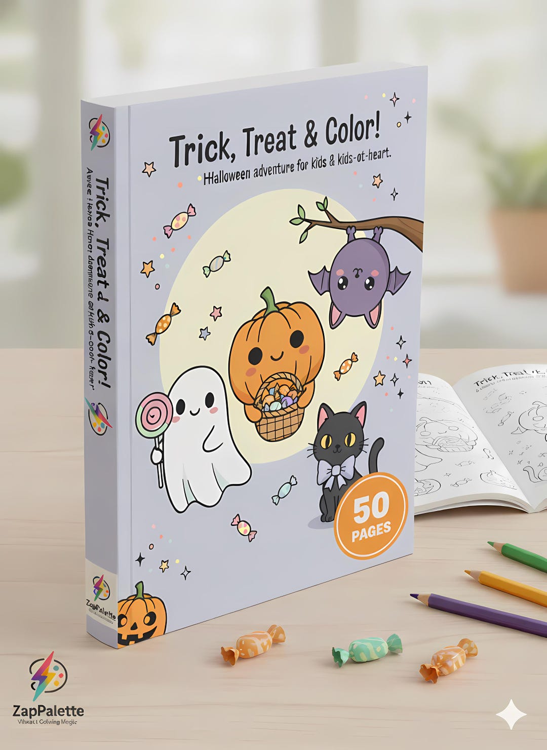 Halloween Coloring Book Printable | 50 Cute Pages | Instant Digital ...