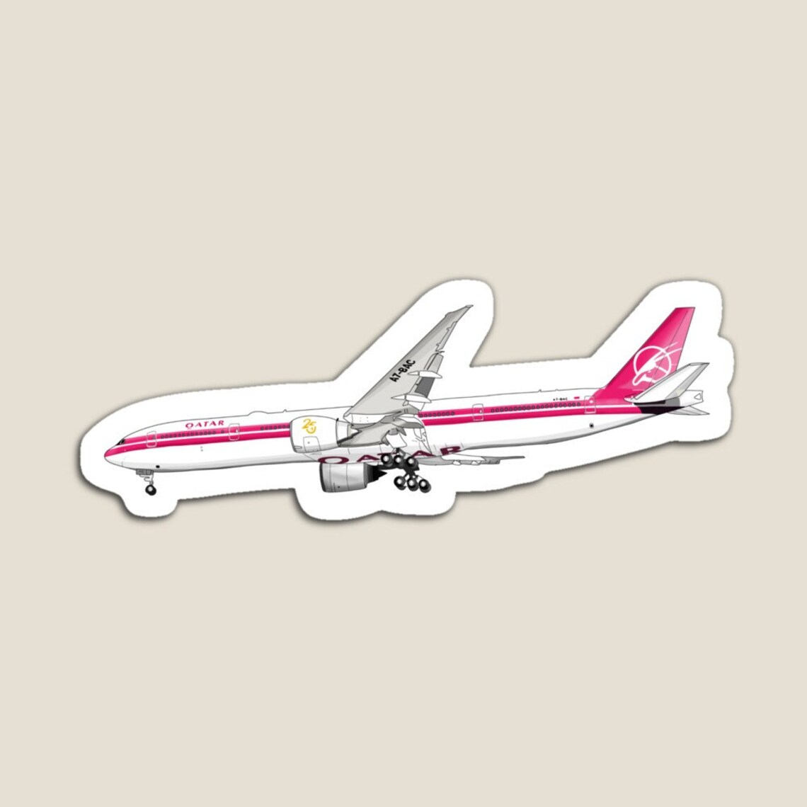 Boeing 777 Qantas Aviation Glossy Vinyl Sticker Decal Water-resistant ...