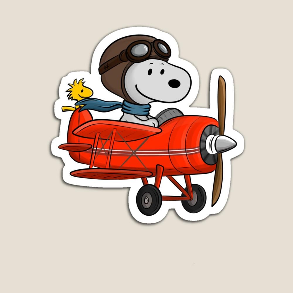 Snoopy Pilot Sticker: Peanuts Red Plane - Aviation Flying Art - Etsy