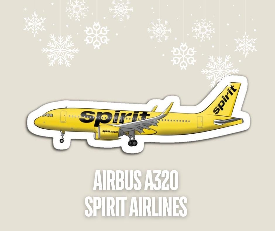 Airbus A320 Spirit Airlines Aviation Glossy Vinyl Sticker Decal Water ...