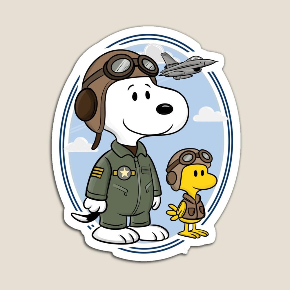 Snoopy Fighter Pilot Sticker: Peanuts Plane Military - Aviation Flying ...