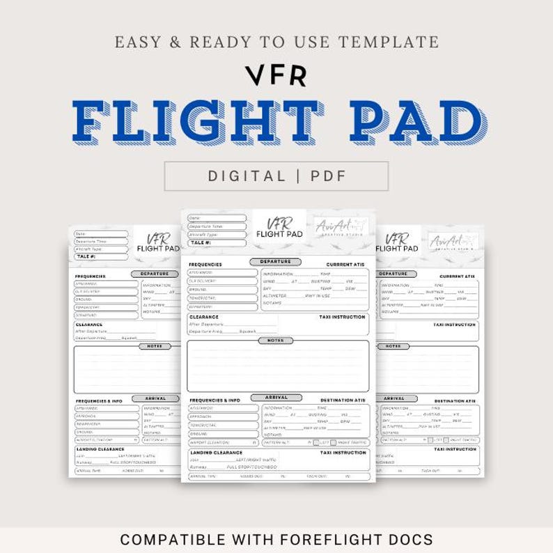VFR Flight Pad Template for Pilots (digital PDF) Foreflight Compatible ...