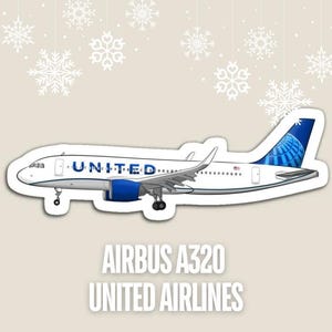 Airbus A320 United Airlines Sticker: Aviation Decal, Aviation Gift for ...