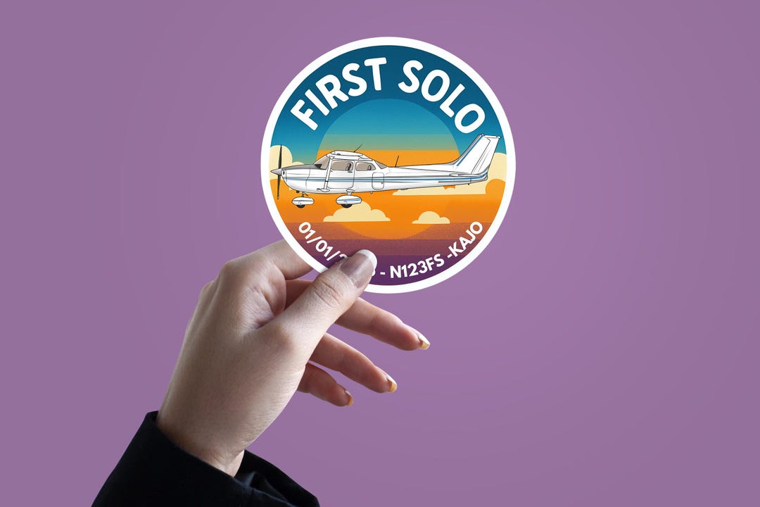 Custom First Solo Flight Sticker: Aviation Gift for Pilots - Etsy