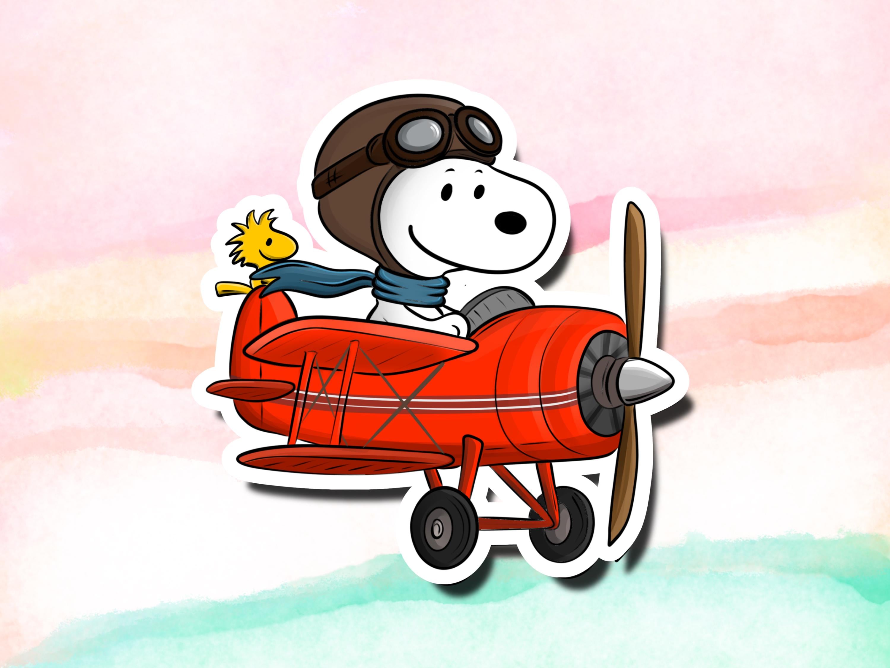 Snoopy Pilot Sticker: Peanuts Red Plane - Aviation Flying Art - Etsy