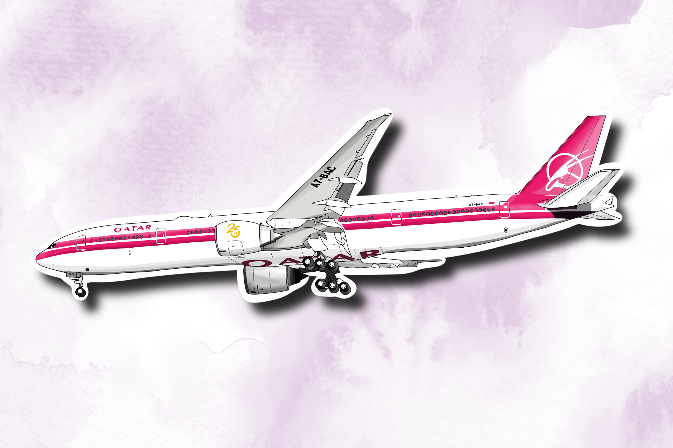 Boeing 777 Qantas Aviation Glossy Vinyl Sticker Decal Water-resistant ...