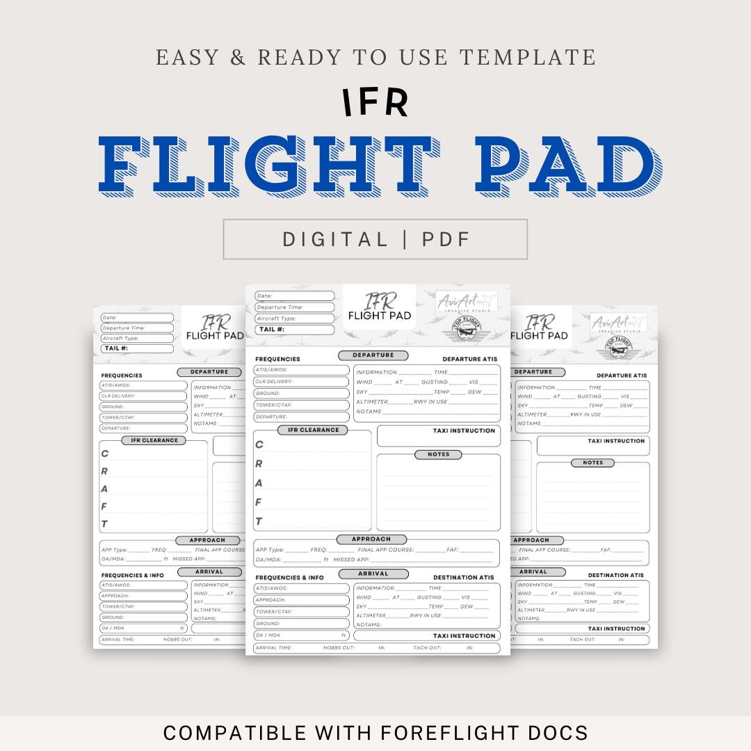 IFR Flight Pad Template for Pilots: Foreflight Compatible (digital PDF ...