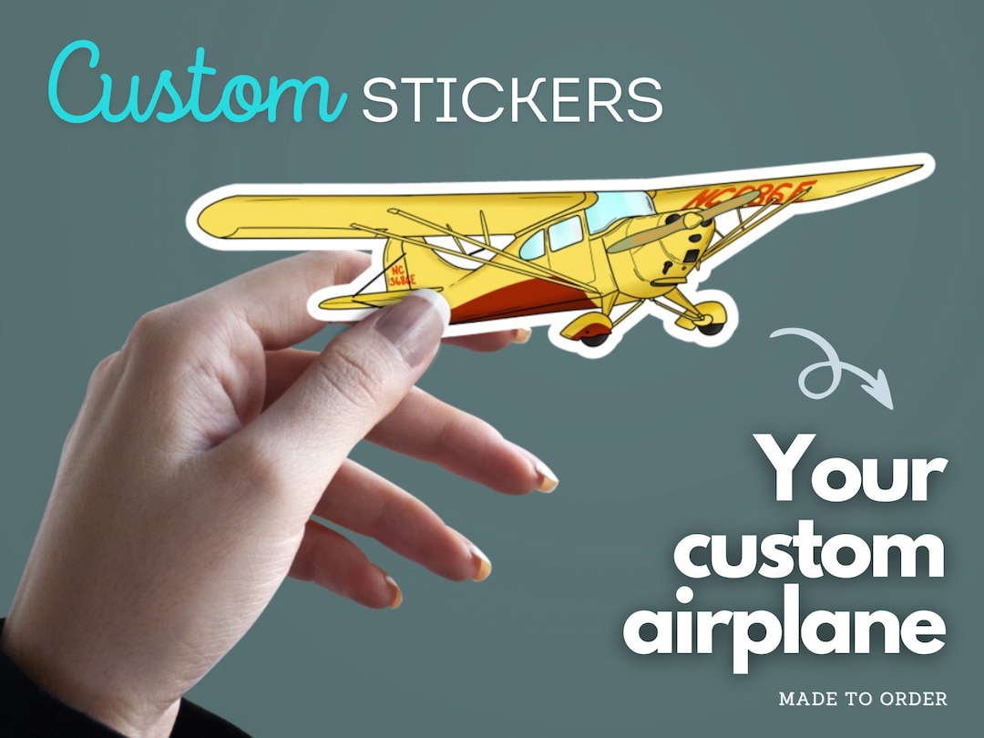 Custom Airplane Stickers Hand Drawn Personalized Aviation Your Plane - Etsy