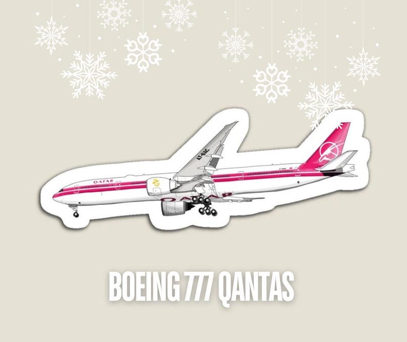 Boeing 777 Qantas Aviation Glossy Vinyl Sticker Decal Water-resistant ...