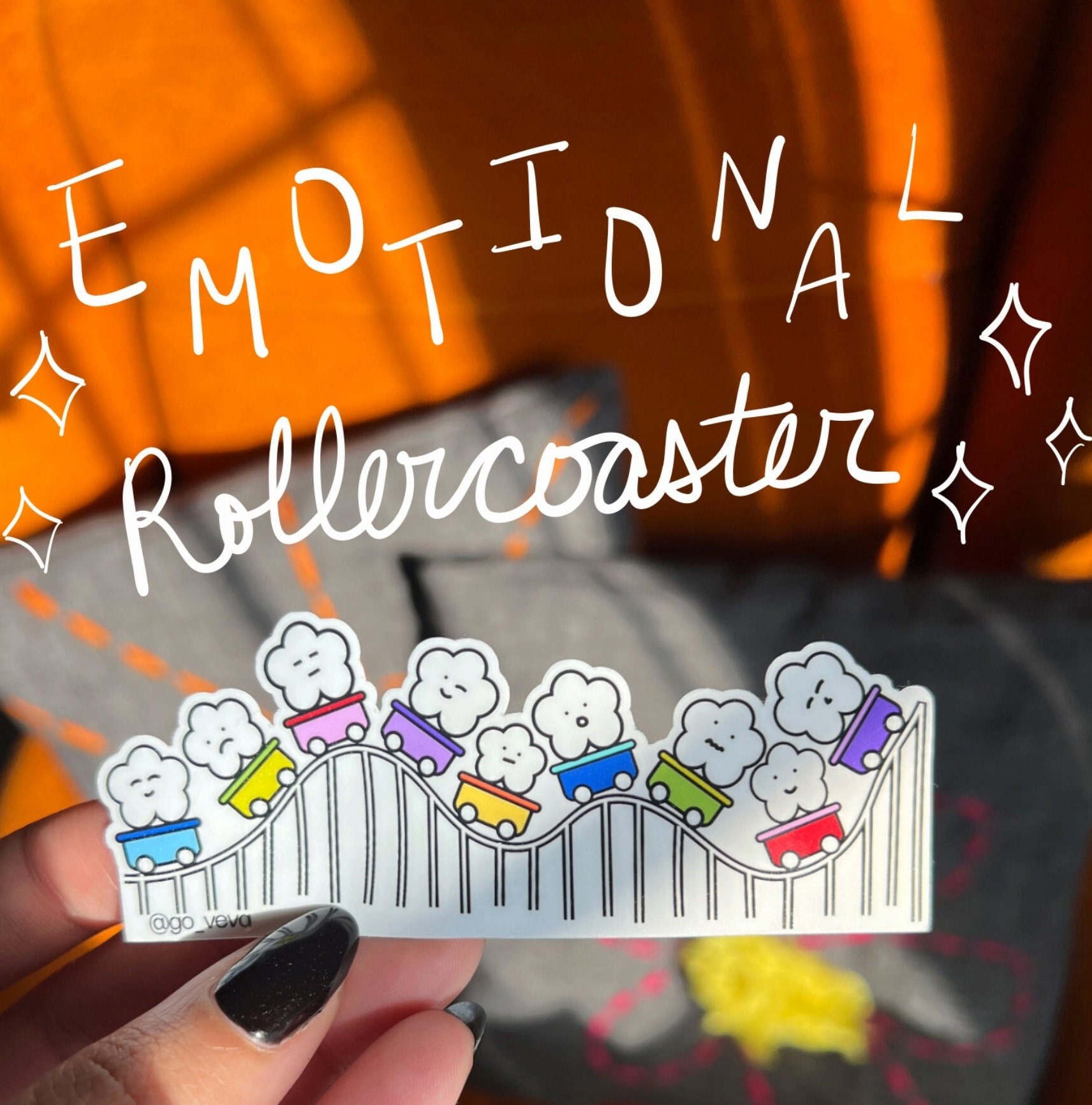 Emotional Rollercoaster Doodle Die Cut Glossy Sticker - Etsy
