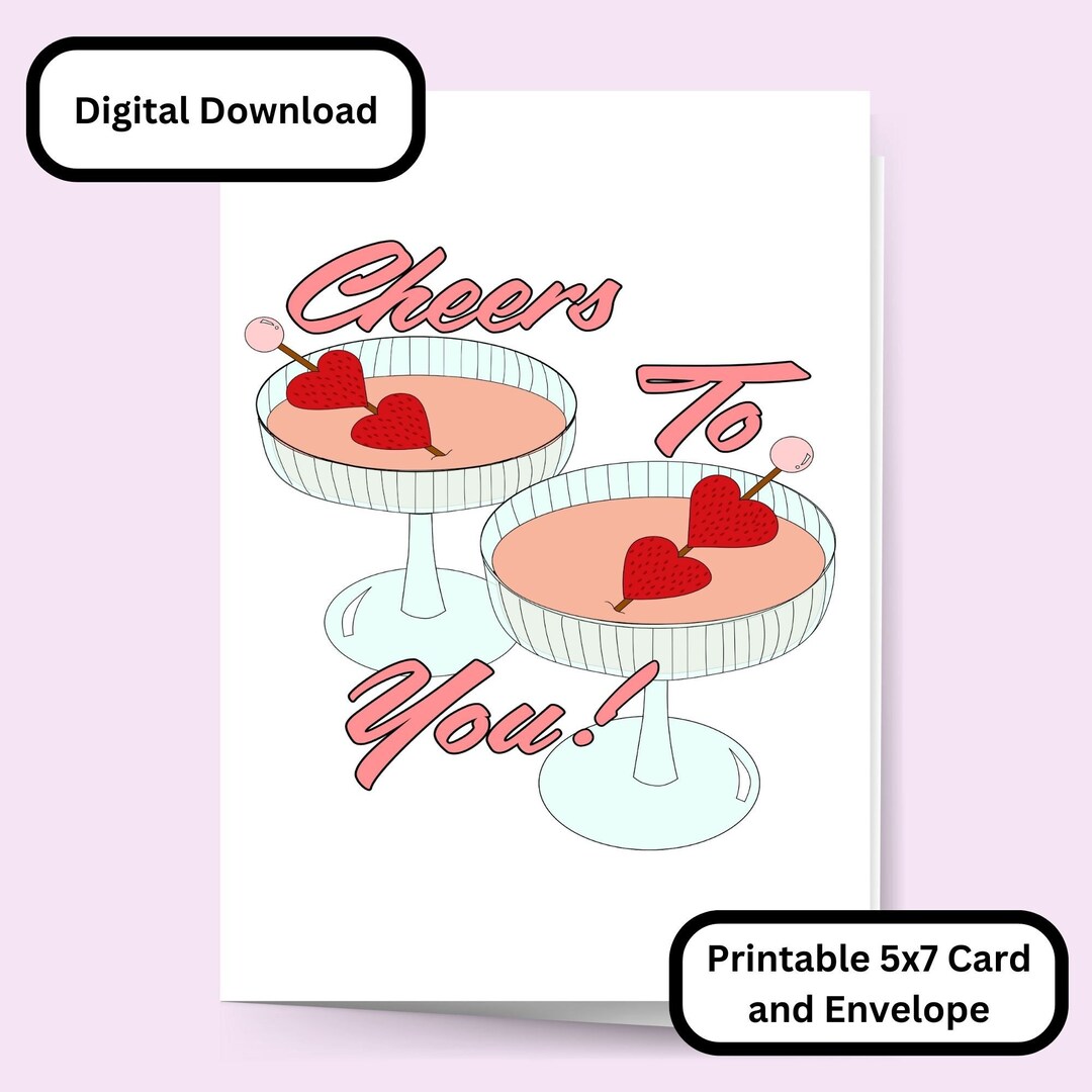 Cheers to You Printable Celebration Card Clinking Glass With - Etsy