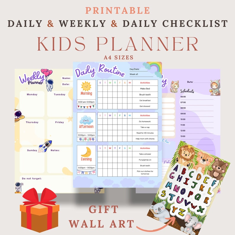 Kids Schedule, Kids Weekly Printable Planner, Kids Daily Calendar ...