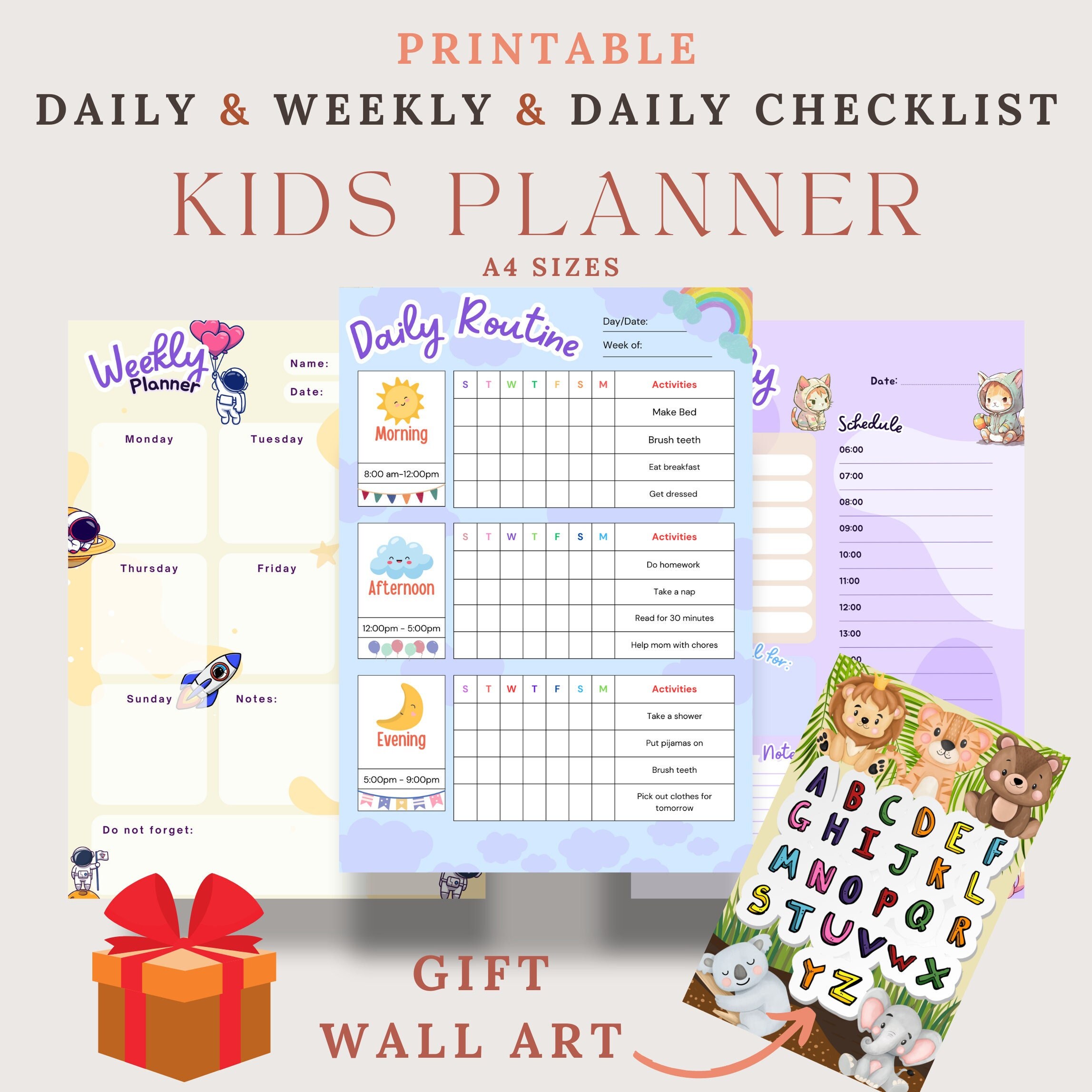 Kids Schedule, Kids Weekly Printable Planner, Kids Daily Calendar ...
