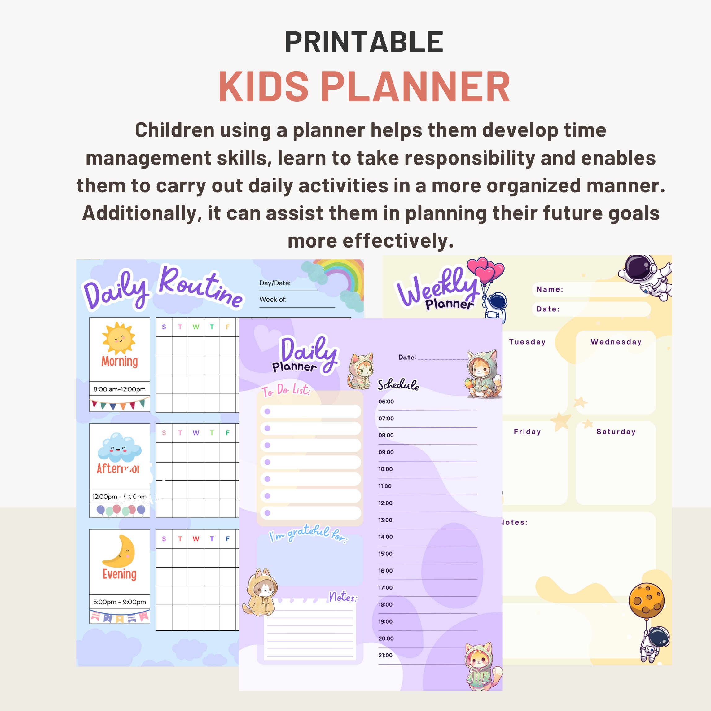 Kids Schedule, Kids Weekly Printable Planner, Kids Daily Calendar ...