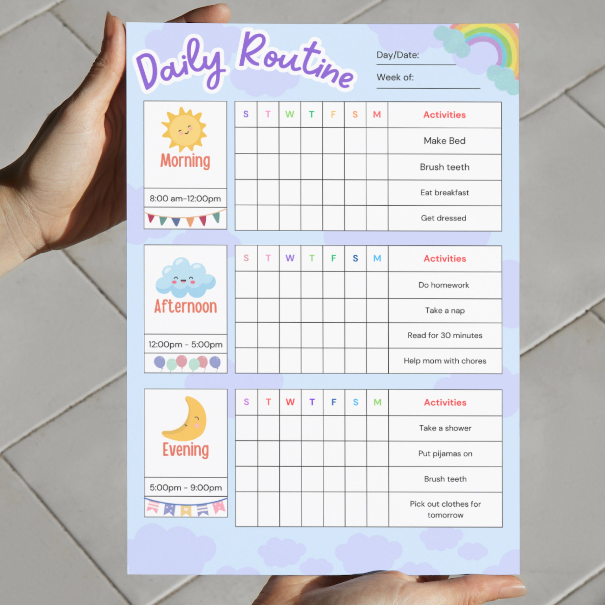 Kids Schedule, Kids Weekly Printable Planner, Kids Daily Calendar ...