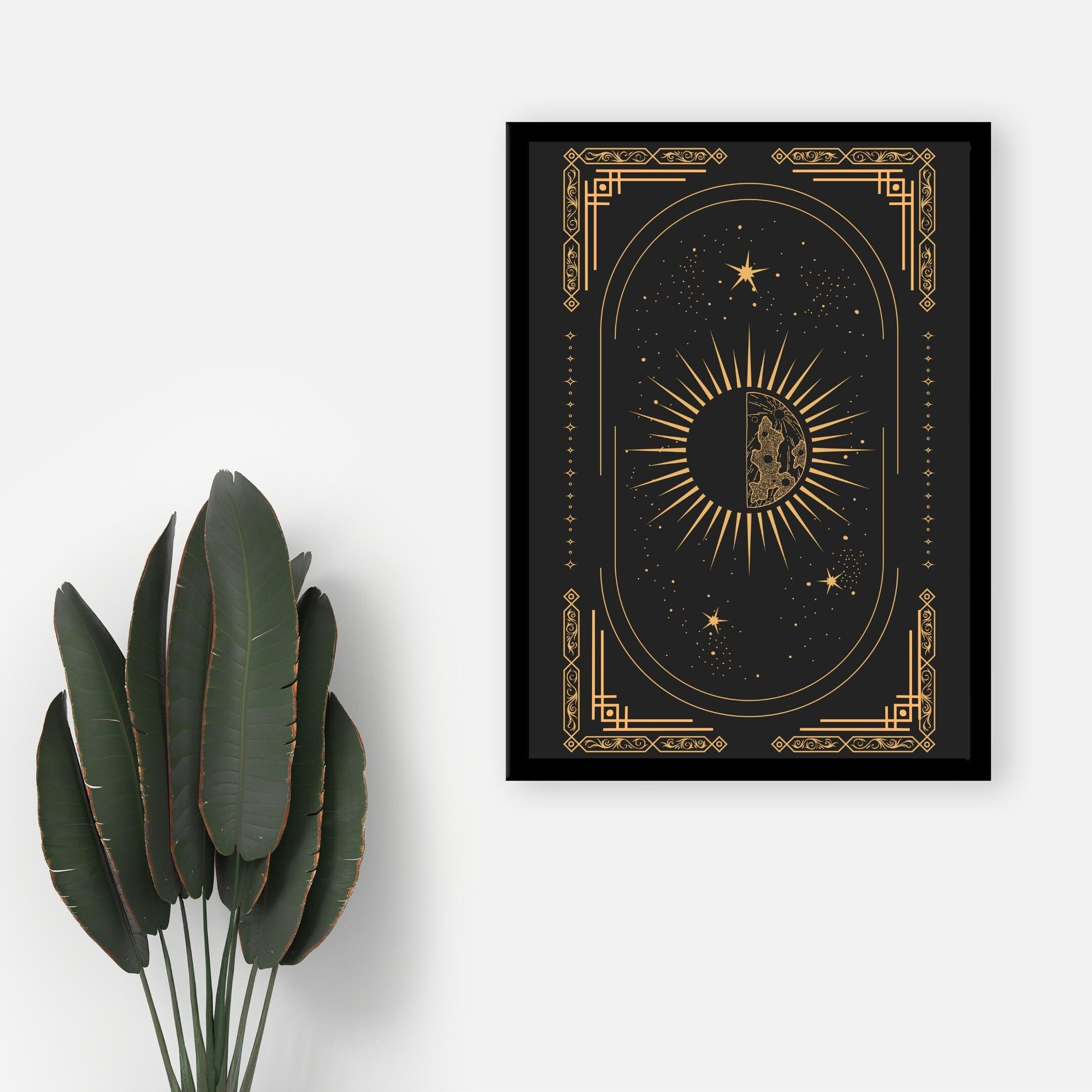 Gothic Night Butterfly and Sun and Moon Wall Art Set Sun and - Etsy