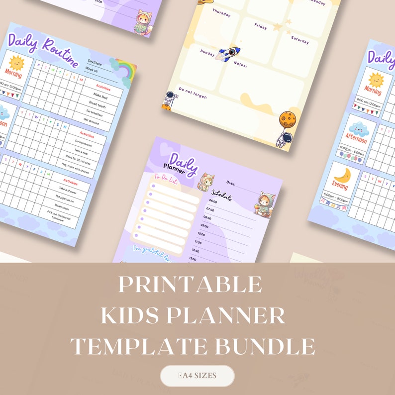 Kids Schedule, Kids Weekly Printable Planner, Kids Daily Calendar ...