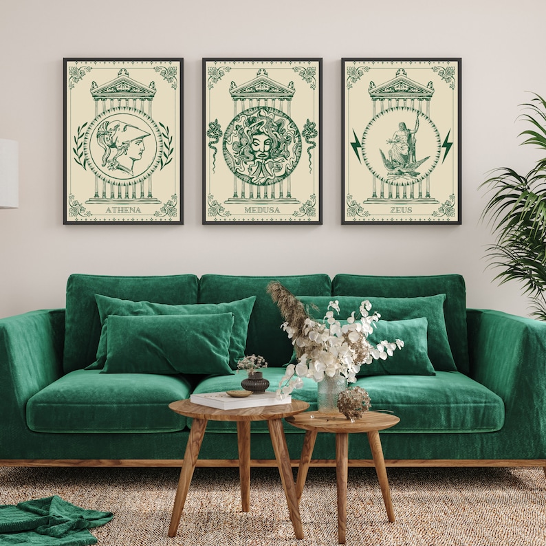 Ancient Greek Mythology Wall Art Zeus, Athena and Medusa Printable ...