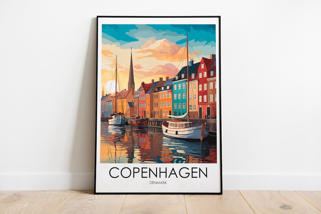 Copenhagen Travel Poster of Copenhagen Poster Travel Print Denmark ...