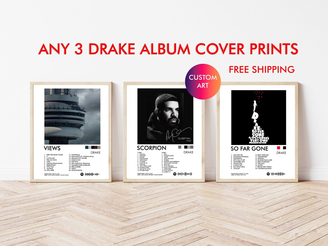 Drake Posters X3 Any 3 Drake Album Covers, Drake Wall Posters, Album ...