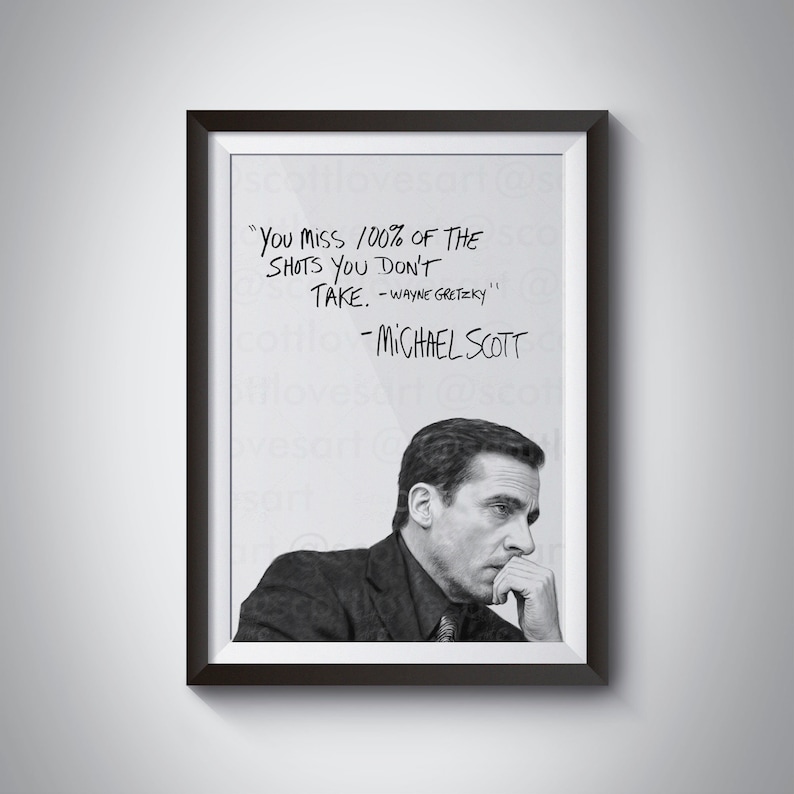 El cartel de la oficina boceto dibujado a mano Cita de Michael Scott ...