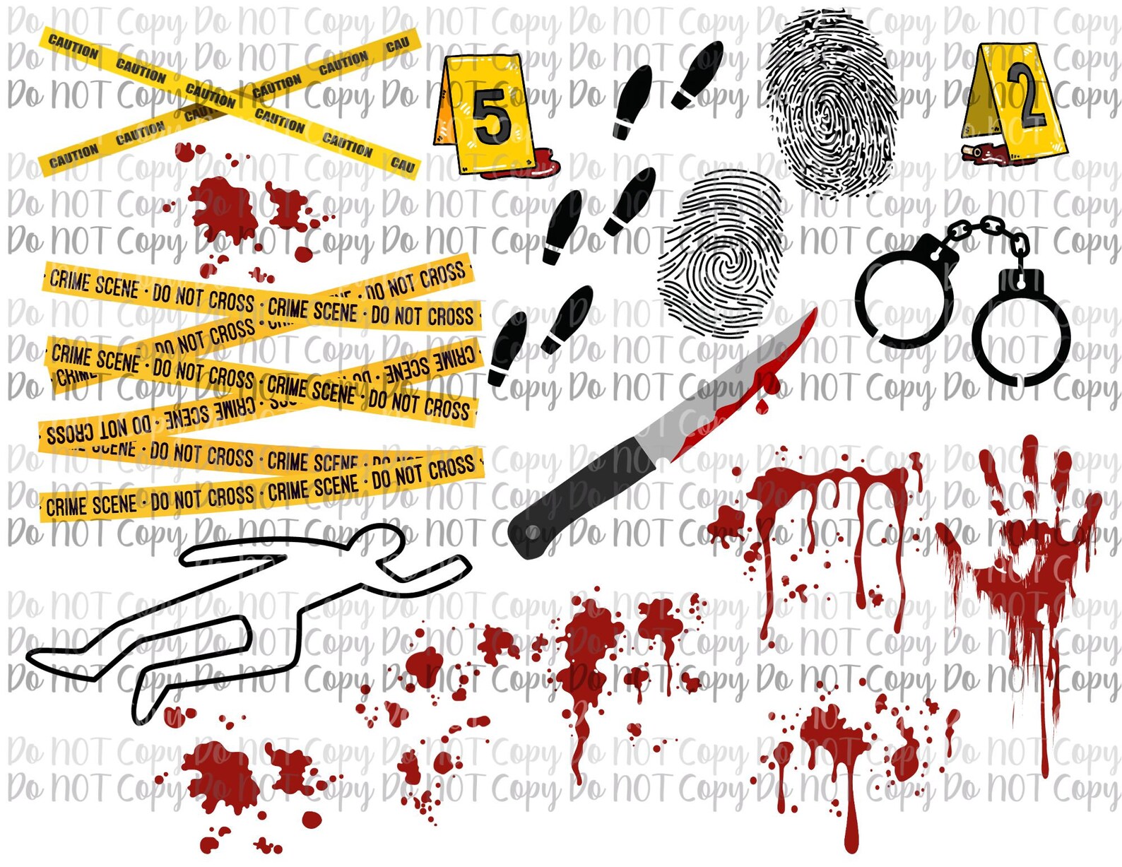 True Crime Bundle Clipart Package SUBLIMATION Digital Design, PNG, True ...